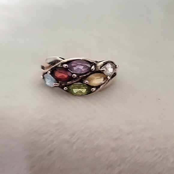 Vintage | Jewelry | Estate Vintage Multigemstone Sterling Silver Ring ...